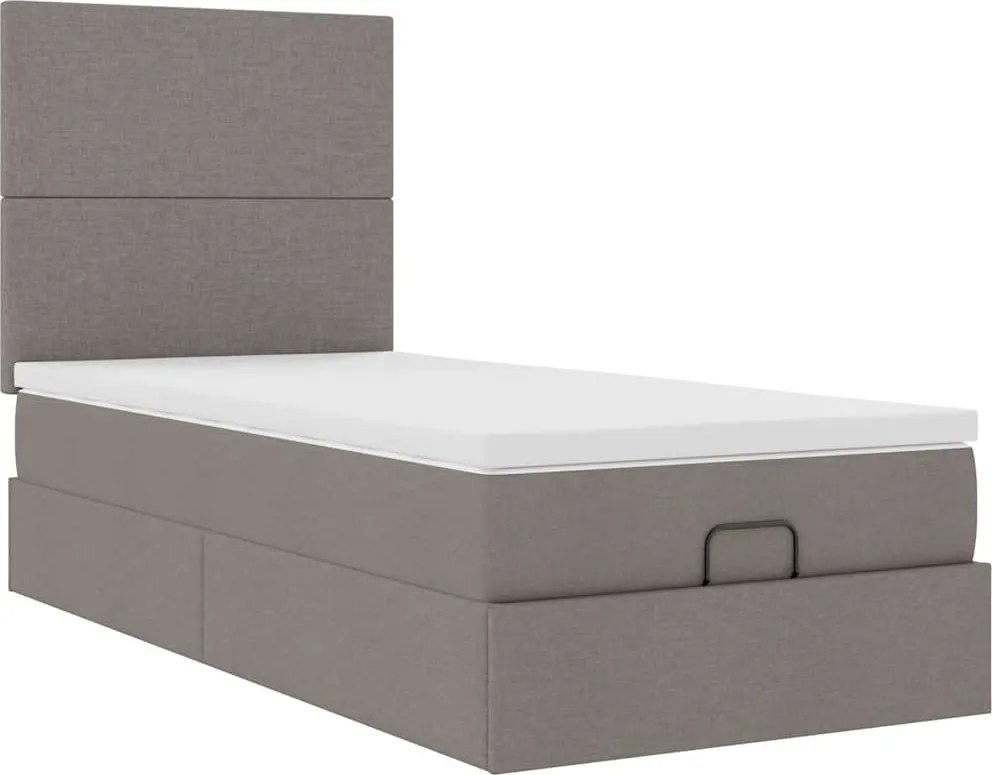 Osmanský postel s matrací taupe 90x200 cm textil 3313047