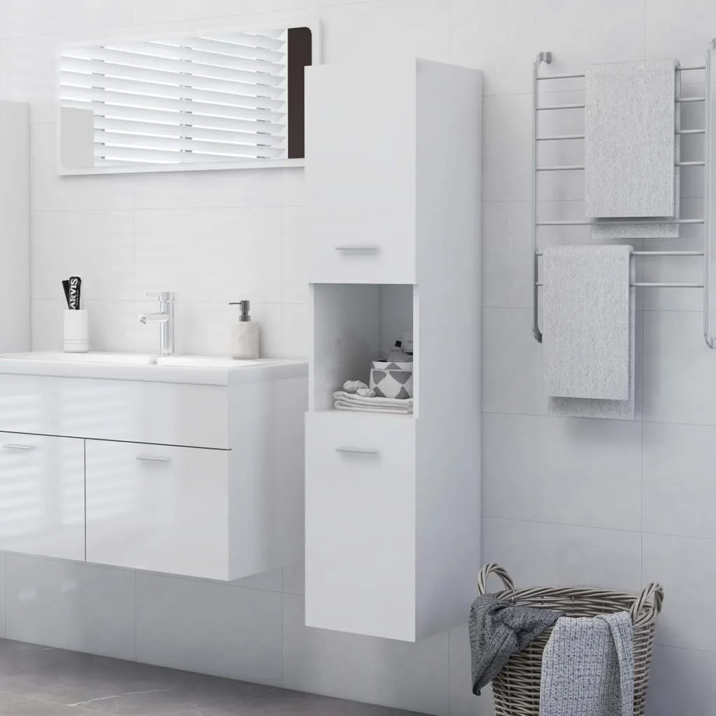805003 vidaXL Koupelnová skříňka bílá vysoký lesk 30x30x130 cm dřevotříska