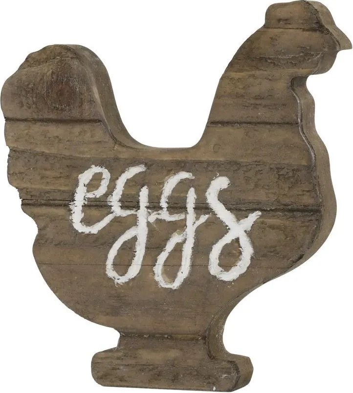 Přírodní antik dřevěná dekorace slepička Eggs - 15*2,5*16 cm
