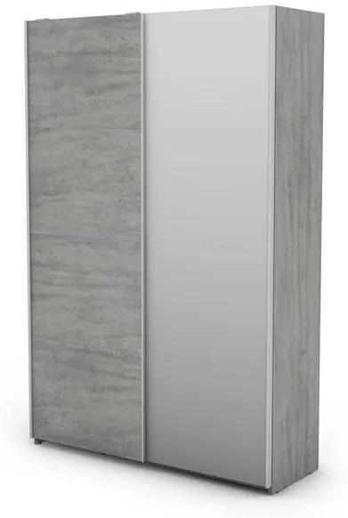 Šatní skříň Carlos 125/43 2D, šedý beton, 125 cm