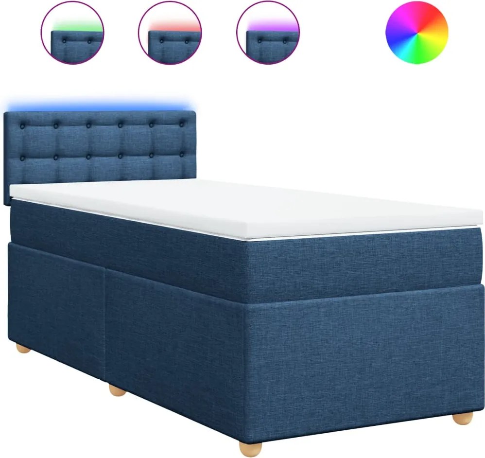 Box spring postel s matrací modrá 100 x 200 cm textil 3288911