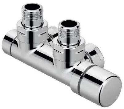 Zehnder - Rohová armatura Set P, 1/2, s regulační hlavicí vpravo, přívod vpravo, rozteč 50 mm, chrom 839058