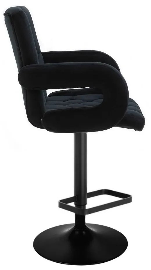 LuxuryForm DESIGN Barová židle BOSTON VELUR na černé kulaté podstavě - černá