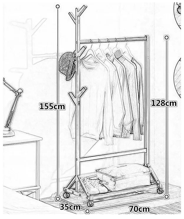JAKS DŘEVĚNÝ STOJAN NA OBLEČENÍ SZ17