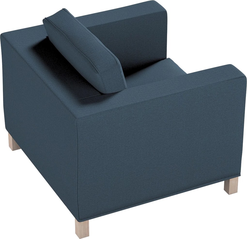 Potah na křesko IKEA Karlanda, krátký barva modrá látka pletený vzor