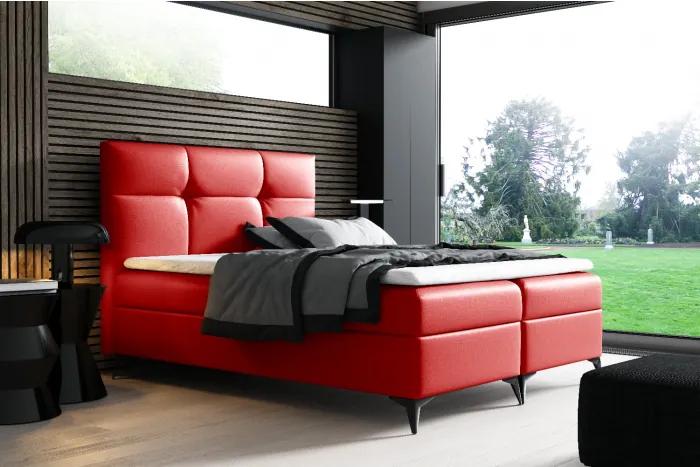 Elegantní postel potažená eko kůží Floki 180x200, červená + TOPPER
