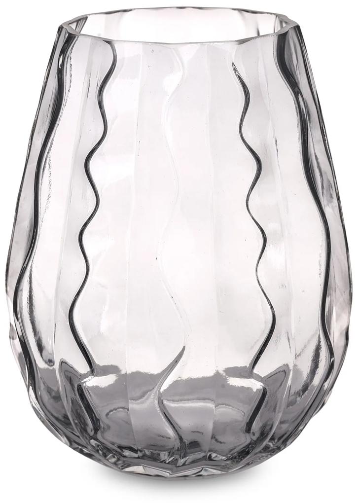 Skleněná váza s vlnitým povrchem 19 cm 142235