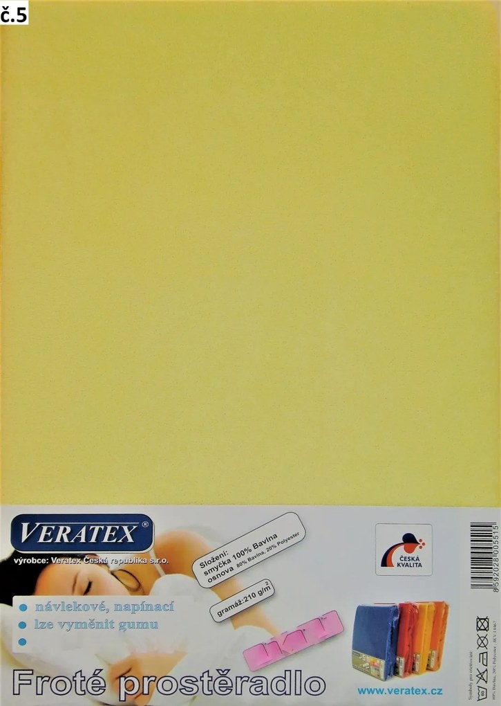 Veratex Froté prostěradlo 200 x 240 cm (č. 5-sv.žlutá) 200 x 240 cm Froté