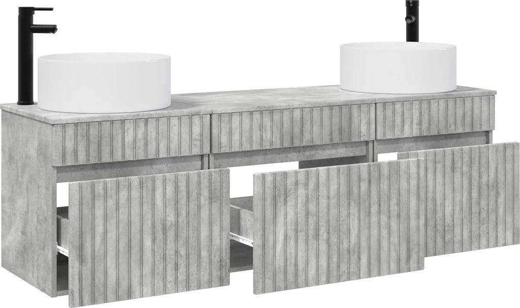 Sada koupelnových skříněk 3 ks Betonově šedá 3405780