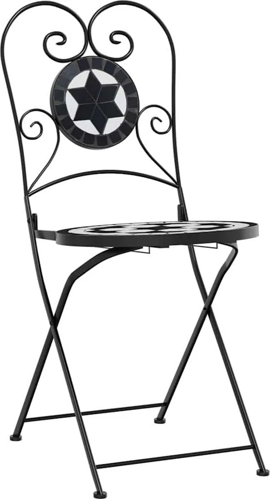 Mozaikový bistro set černý a bílý železo a keramika 3216354