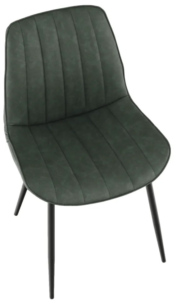 Jídelní židle HAZAL ekokůže zelená, kov černý lak