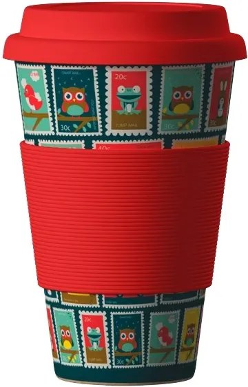 AREON Bamboo Cup 400ml - Postmarks red