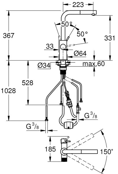 GROHE 30601000 - Dřezová baterie BLUE PURE A s výsuvnou koncovkou lesklý chrom
