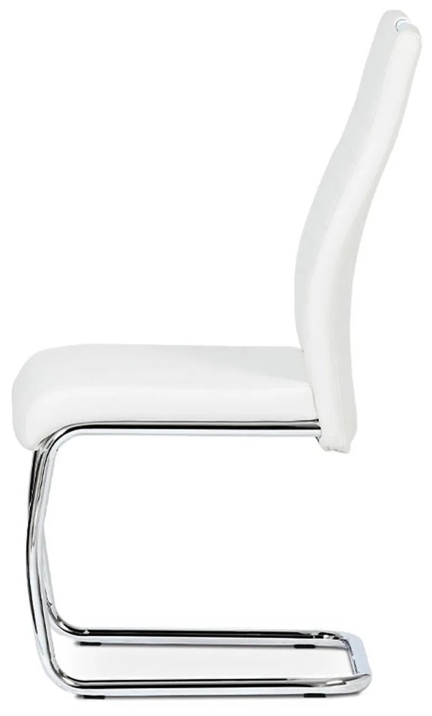 Jídelní židle DCL-418 WT, bílá koženka, chrom