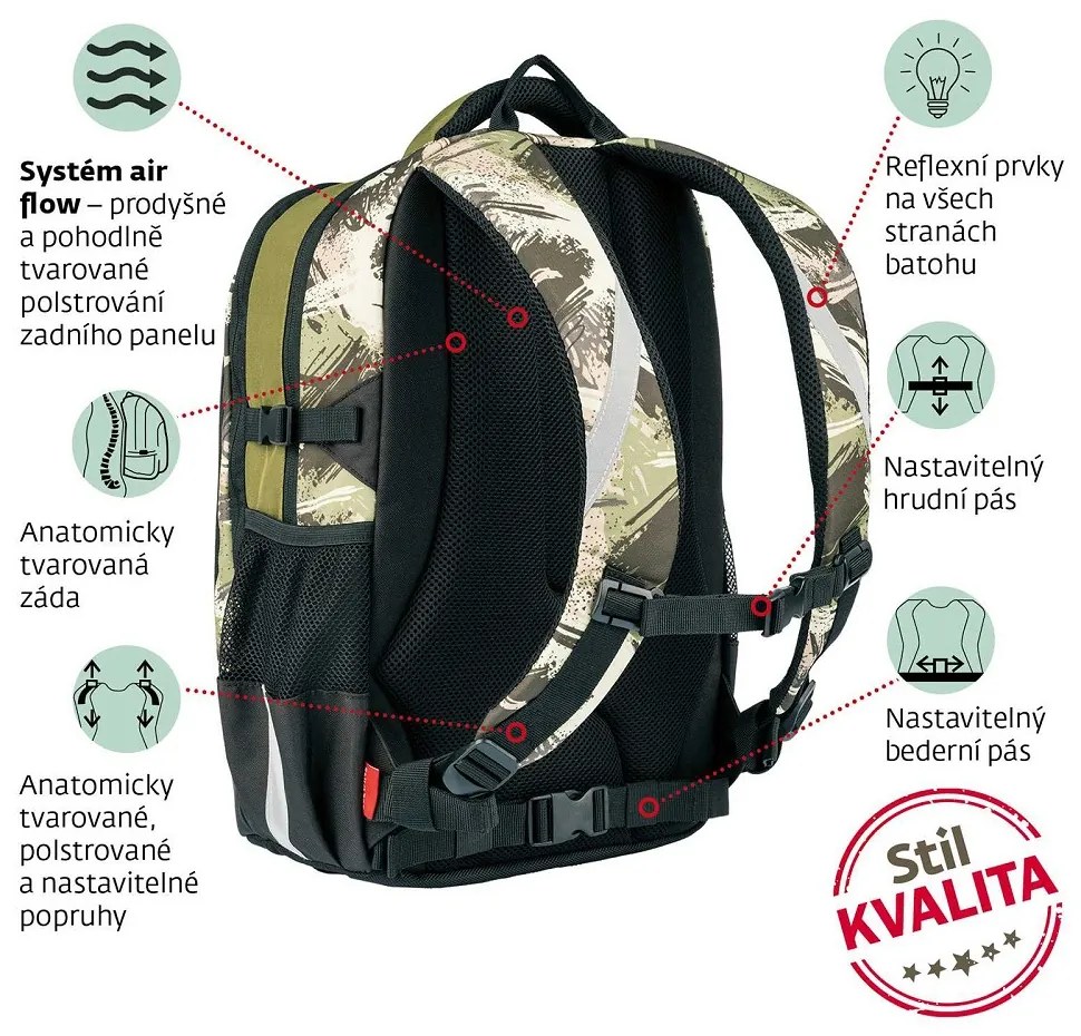 Stil Midi - školní batoh Camo