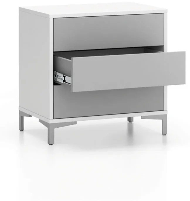 Kancelářská komoda LAYERS, 3 zásuvky, pevná podnož, bílá / šedá