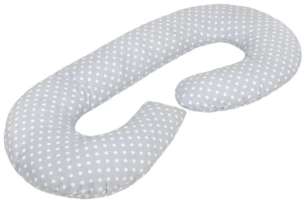 Univerzální kojící polštář ve tvaru C New Baby XL šedý s puntíky Šedá