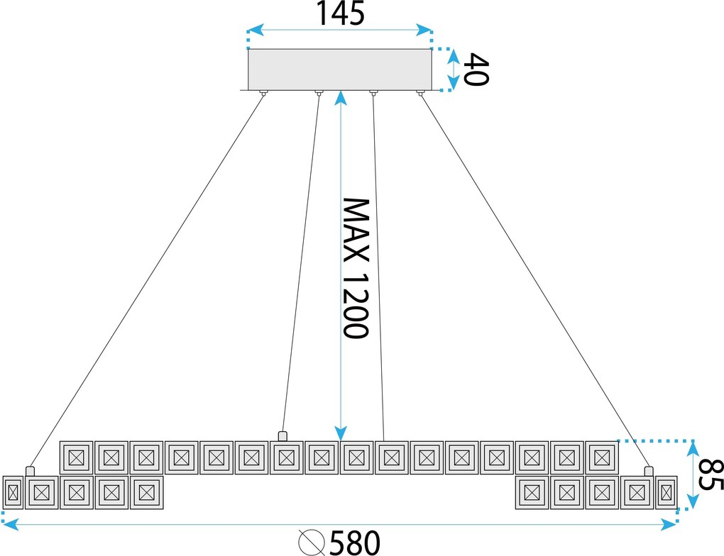 Toolight Toolight, LED závěsné osvětlení 60cm, 45W, 4000K, 2500lm, APP1771-CP, zlatá, OSW-04349