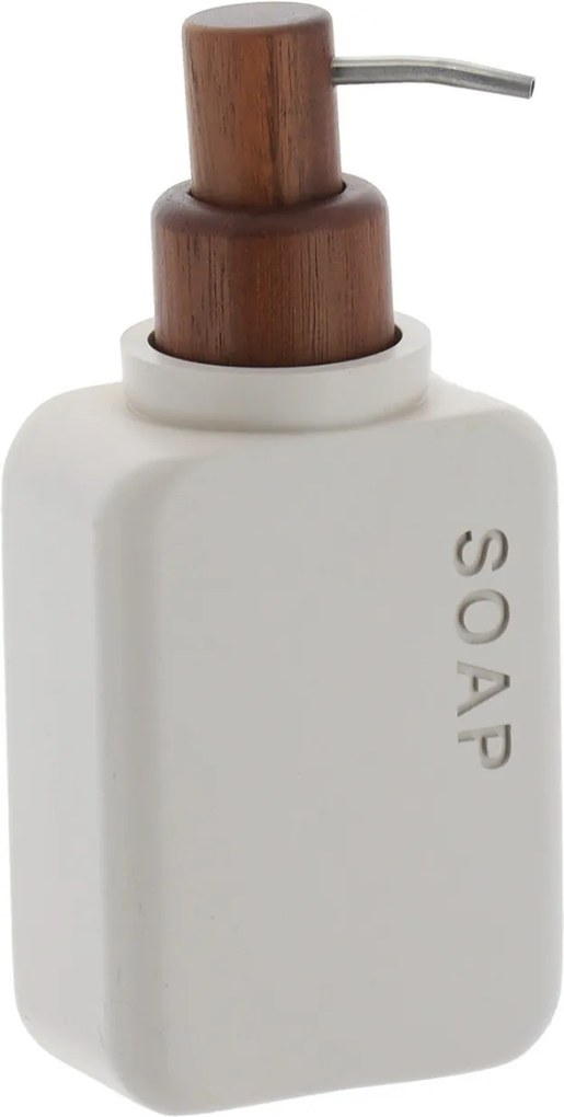 Dávkovač mýdla Salva, béžová/s dřevěnými prvky, 300 ml