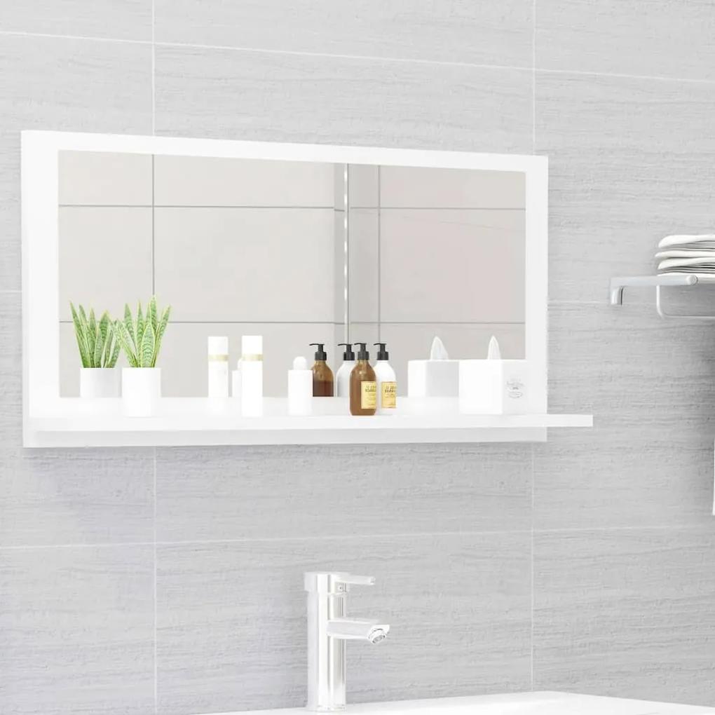 Koupelnové zrcadlo bílé vysoký lesk 80x10,5x37 cm dřevotříska - Default Title