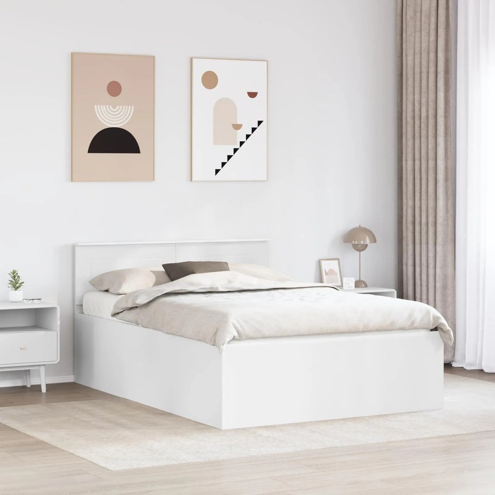 Rám postele s čelo Bílá 160 x 200 cm Kompozitní dřevo 3408557