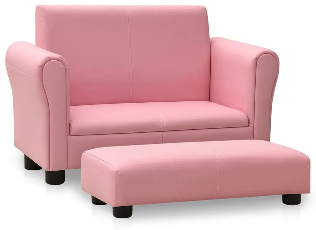 325513 vidaXL Dětská sedačka s podnožkou růžová umělá kůže