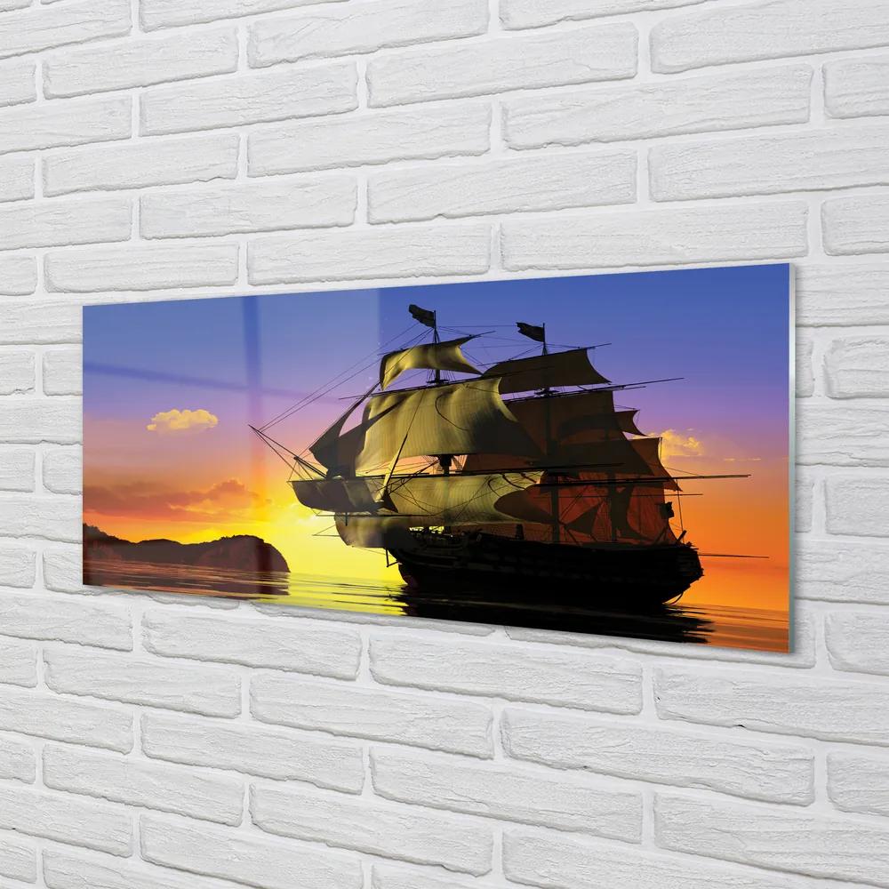 akrylový obraz Sky ship sea 120x60 cm