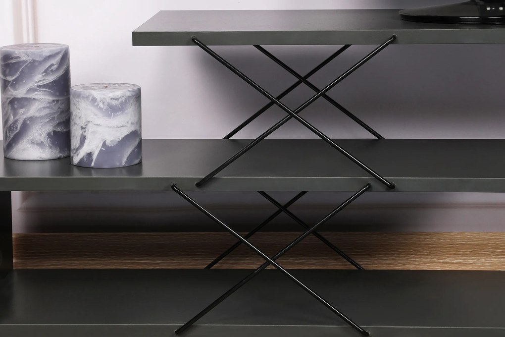 Hanah Home TV stolek Zigzag - Anthracite, Antracitová