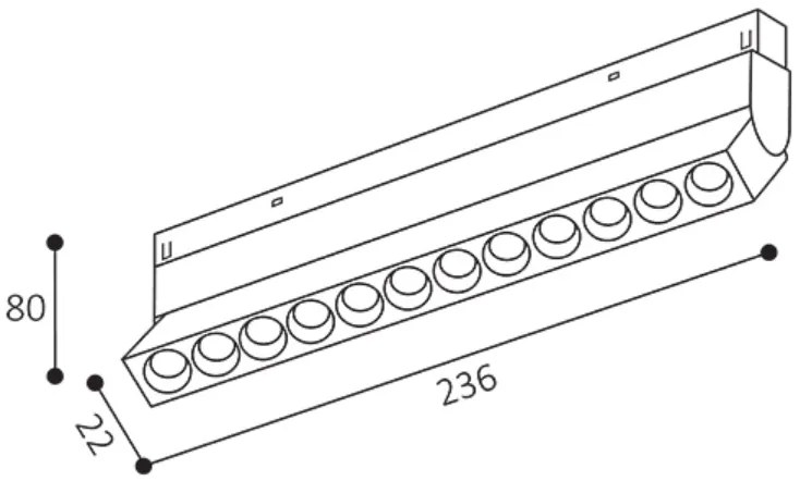 LED2 Maglaser Led2, lineární led svítidlo do magnetické lišty 48V Velikost: S, Chromatičnost: 4 000 K (denní bílá), Ovládání: On/off