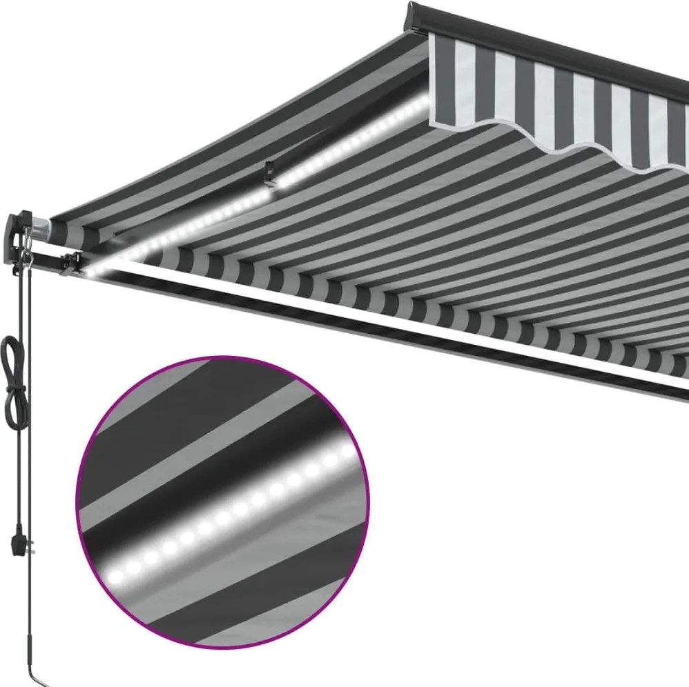 Automatická zatahovací markýza s LED antracit a bílá 400x350 cm 3215811
