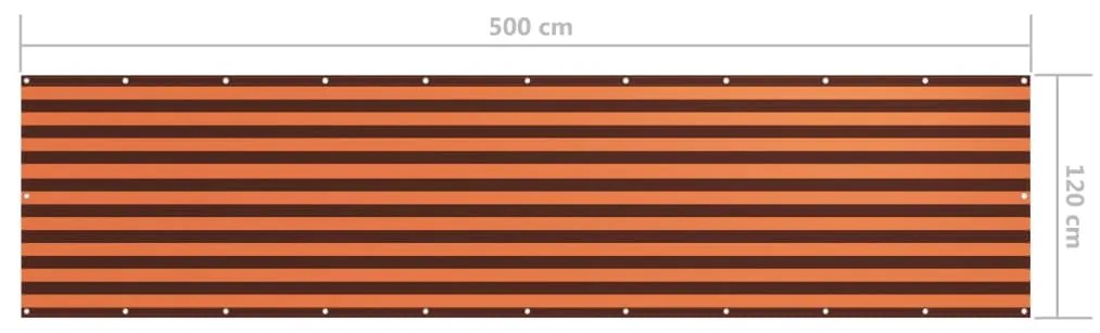 Balkónová zástěna oranžovo-hnědá 120 x 500 cm oxfordská látka