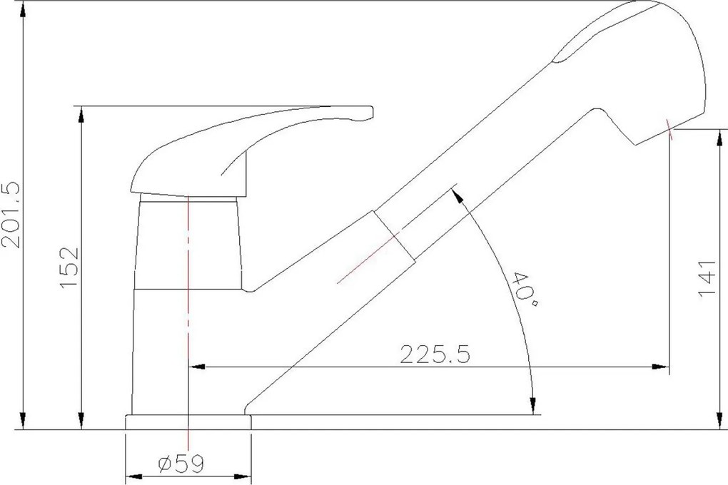 Aqualine Kasiopea 1107-70 dřezová baterie s výsuvnou sprškou
