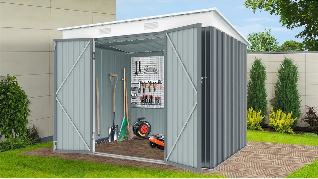 Riwall PRO RMSP 6x8 Anthracite - zahradní domek kovový 2,4 x 1,8 m s pultovou střechou antracit
