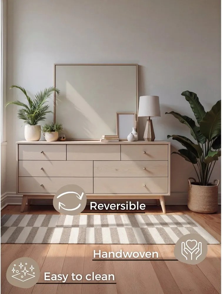 Bílý/šedý oboustranný/ručně tkaný vlněný koberec 80x150 cm Vika – Hanse Home