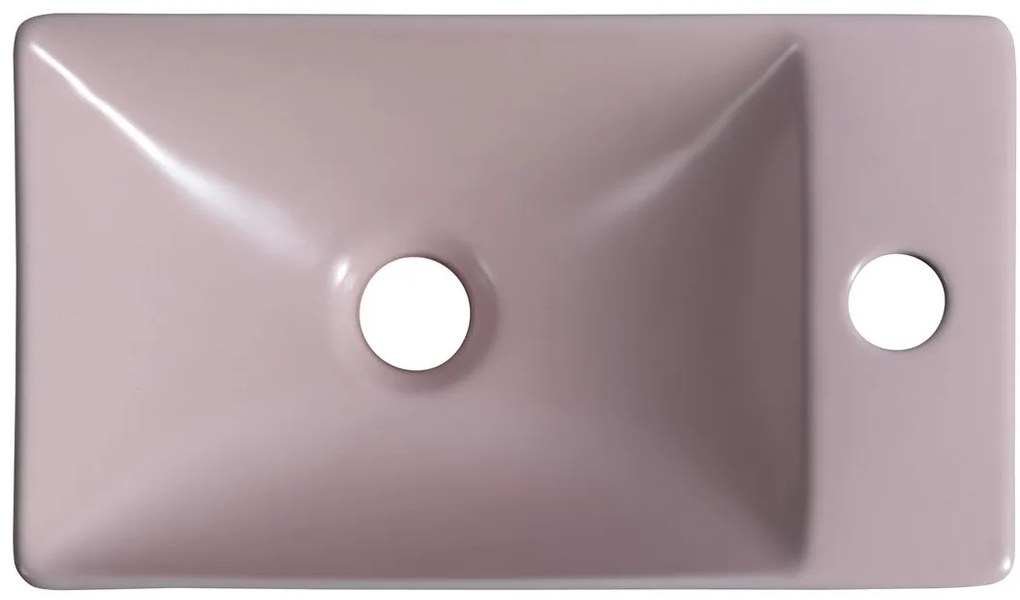 Sapho Sapho, MARGITHA keramické umyvadlo 38x22cm, otvor pro baterii vpravo, růžová, MGT38222