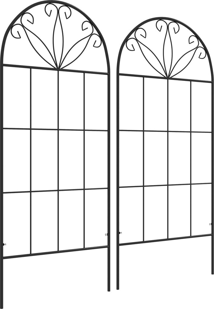 Outsunny Sada 2 zahradních treláží pro popínavé rostliny - Kov, 51 x 120 cm, Černá | Aosom