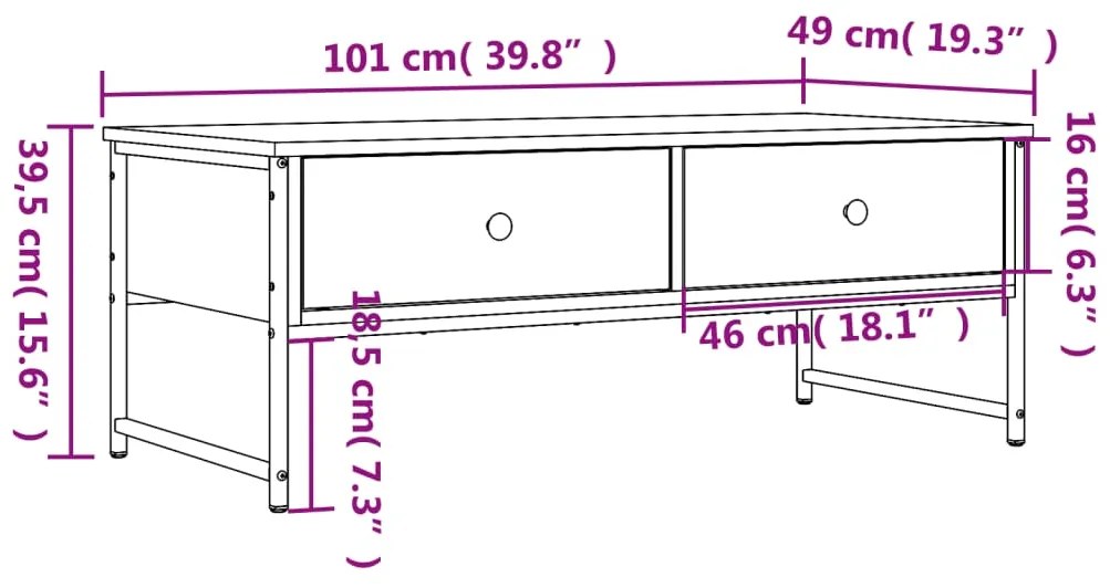 Konferenční stolek kouřový dub 101x49x39,5 cm kompozitní dřevo