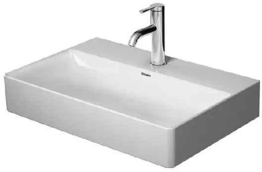 Duravit DuraSquare - Umyvadlo nábytkové Compact, 60x40 cm, s 1 otvorem pro baterii, DuraCeram, s WonderGliss, alpská bílá 23566000711