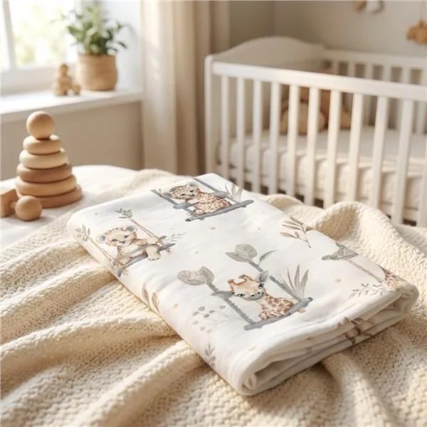 Flanelová plena s potiskem New Baby ZOO beige