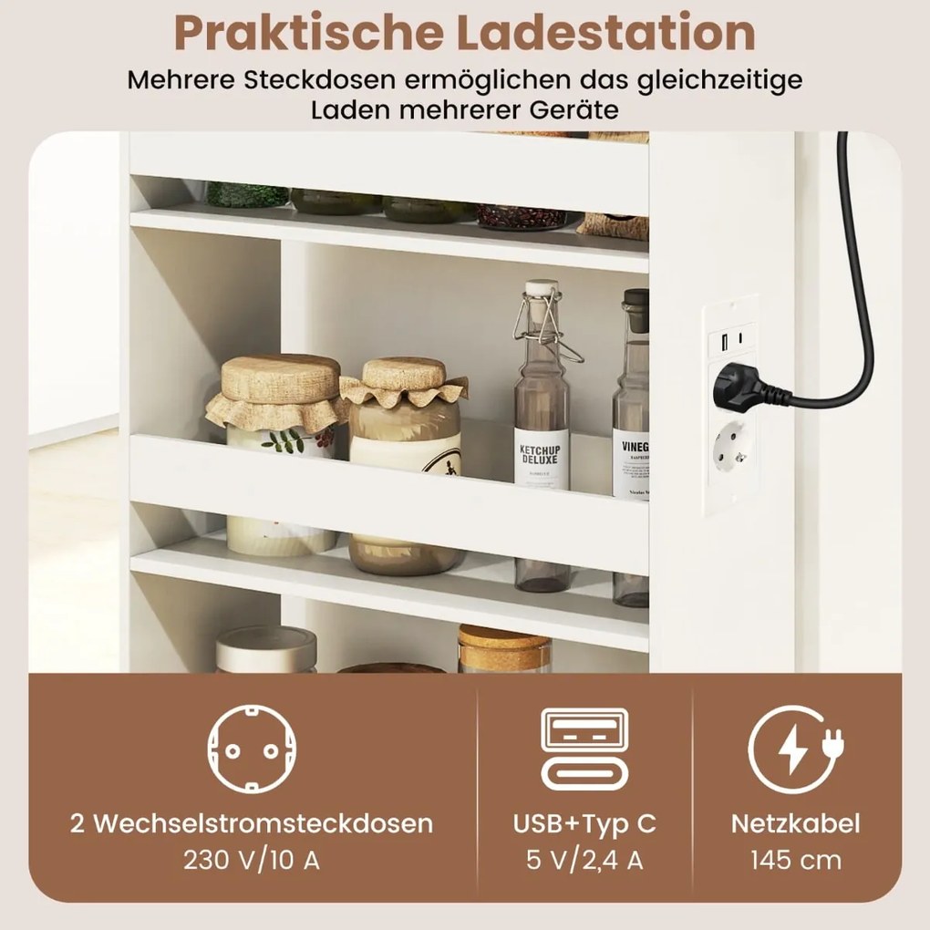 Costway 20 cm široký vozík do výklenku na kolečkách 4 patra úzký kuchyňský vozík