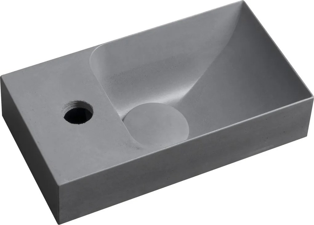 Sapho Sapho, PICCOLINO betonové umyvadlo 30,8x17cm, baterie vlevo, šedá, PK30017