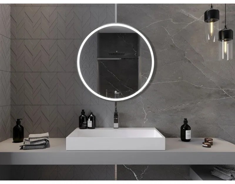 Mexen Gobi, LED kulaté koupelnové zrcadlo s podsvícením 80 cm, 6000K, ochrana proti zamlžování, 9801-080-080-611-00
