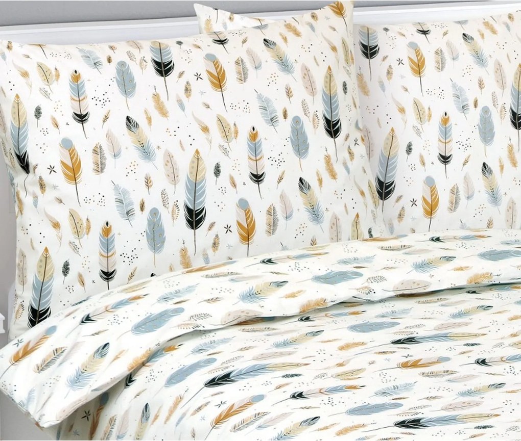Bavlněné povlečení Šedá,Béžová,Bílá 90/113 - 140x200 cm, 70x90 cm