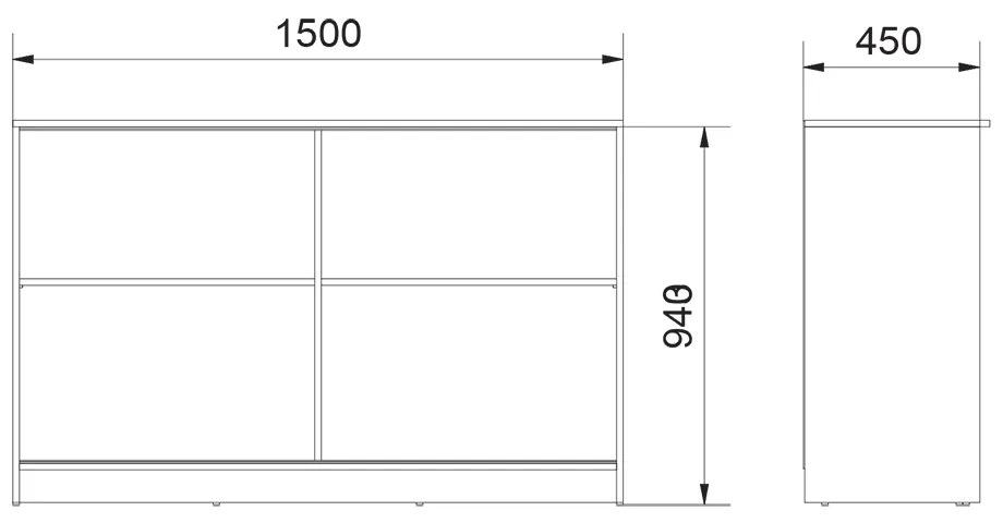 Komoda MINI | 150 cm | wotan | posuvná dvířka