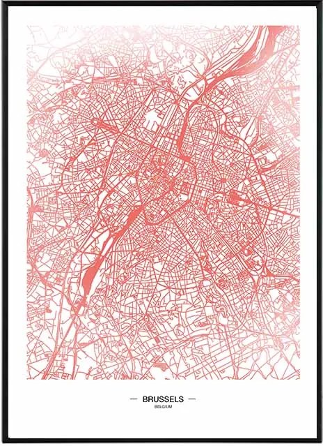 Brussels map - 50x70 cm Obraz