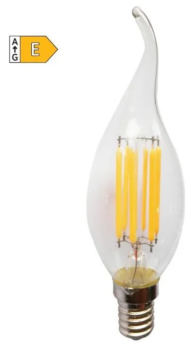 Diolamp LED Filament žárovka čirá Candle Flame C35 6W/230V/E14/2700K/760Lm/360°