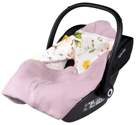 Lionelo - Zavinovačka do autosedačky TRAVEL SWADDLE 90x90 cm Pink Flower