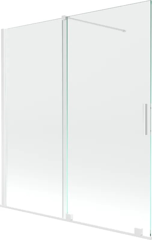 Mexen Velar, 2-křídlová posuvná vanová zástěna 150 x 150 cm, 8mm čiré sklo, bílý profil, 896-150-000-01-20