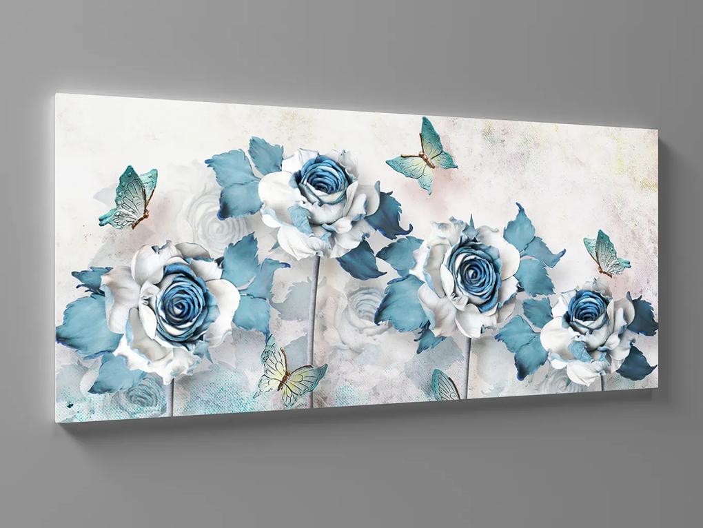 Liox Obraz modrobílé růže Rozměr: 60 x 25 cm