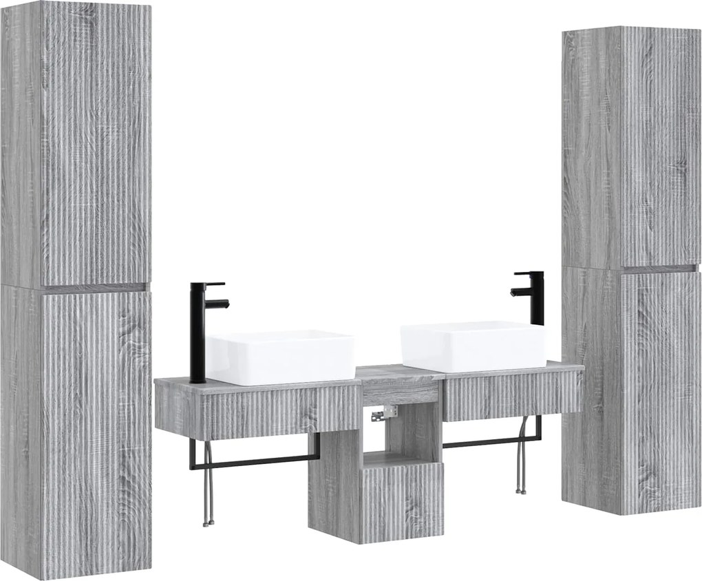 Sada koupelnového nábytku 5 ks Šedý Sonoma 33 x 34,5 x 160 cm 3406019
